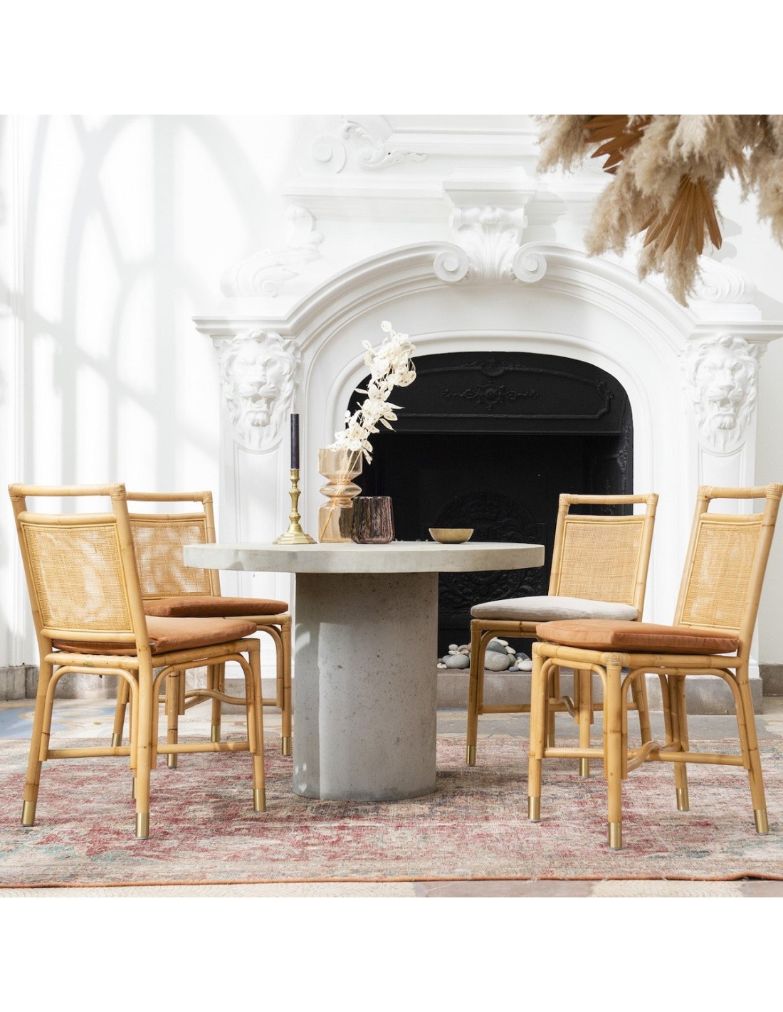 Riviera rattan dining chair velvet