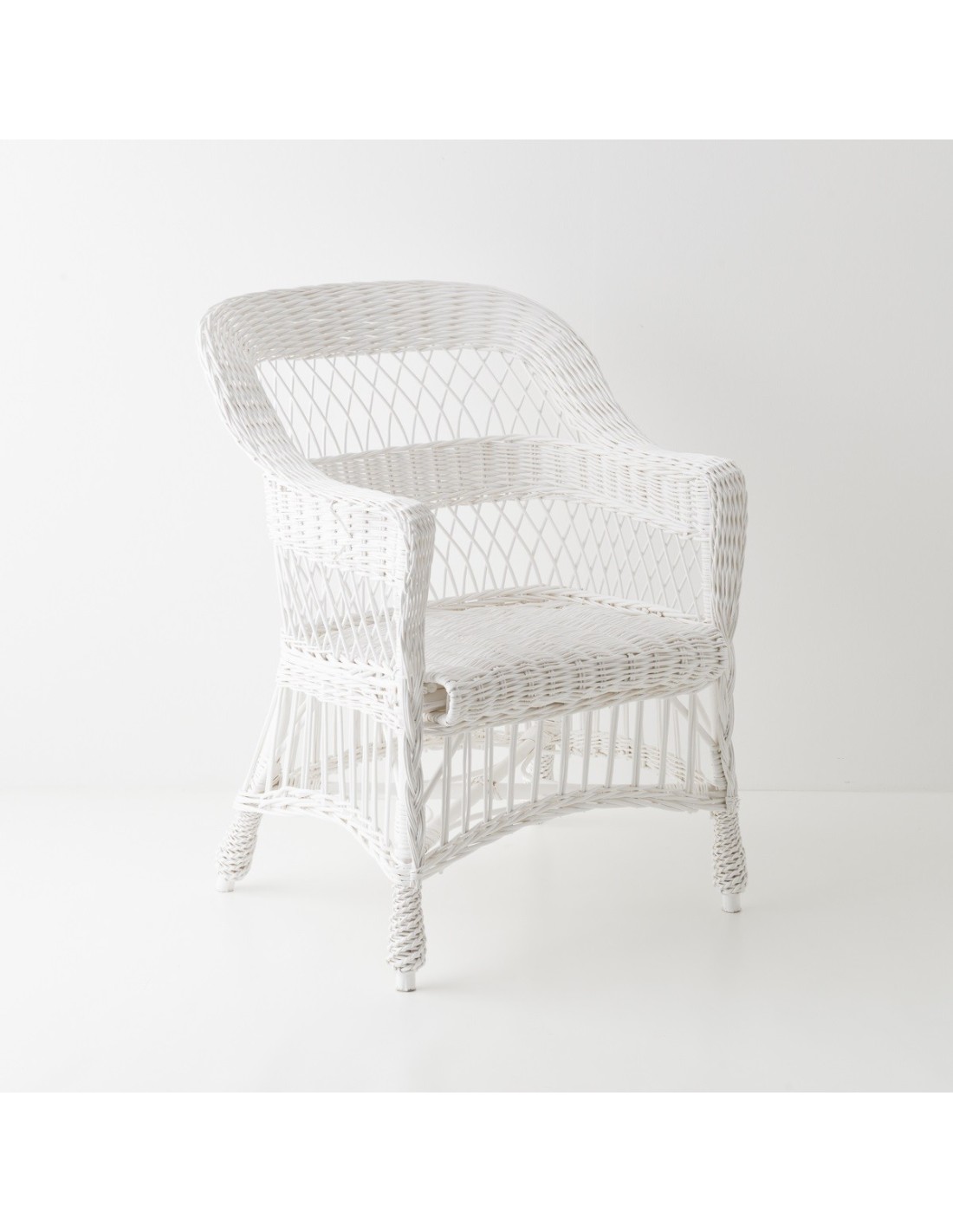 Bianka white lacquered willow armchair without cushion