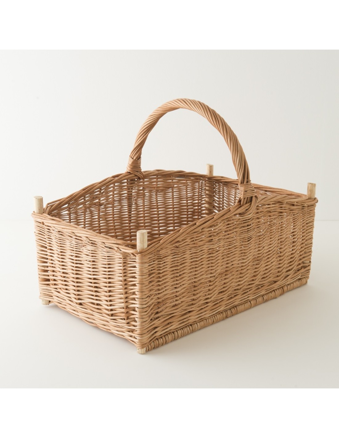 Maxi wicker basket rectangular with handle