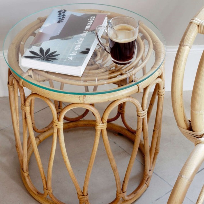 Rattan coffee table with glass top store