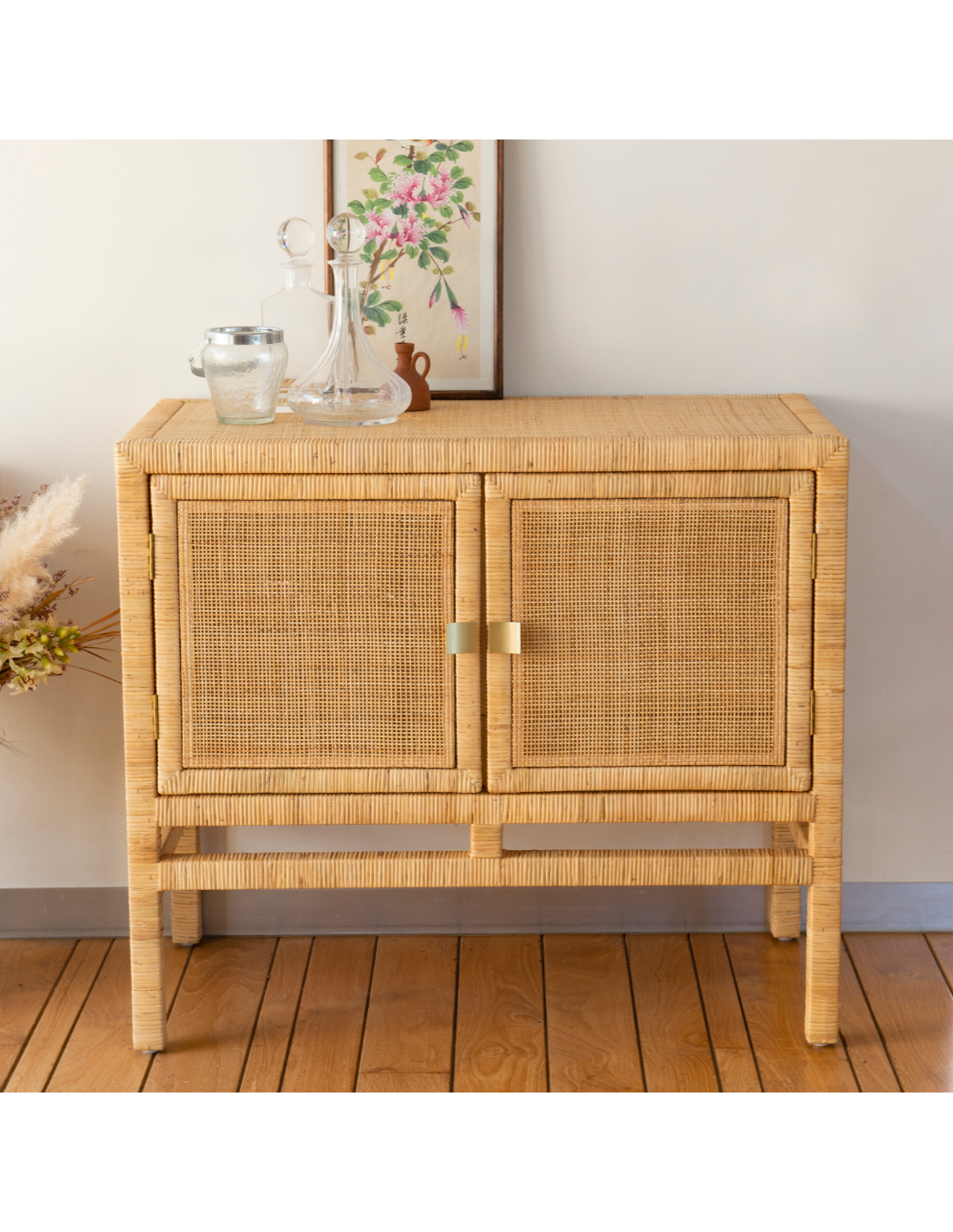 Cane two door cabinet store