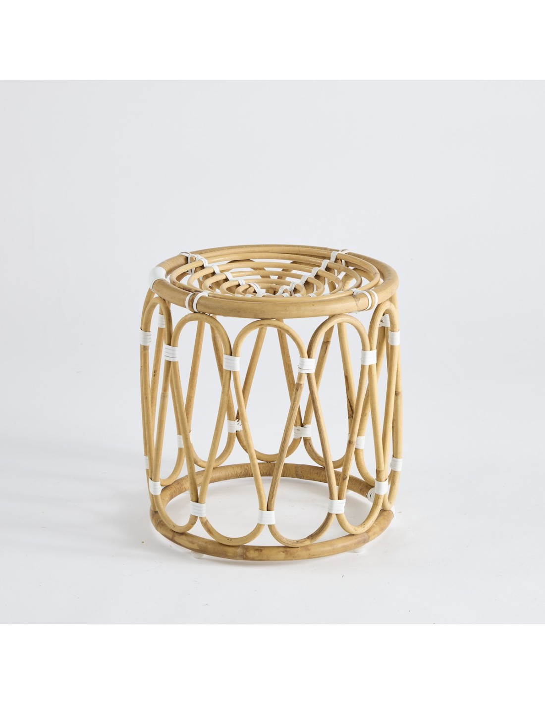 Vintage natural rattan Tambour footstool 049