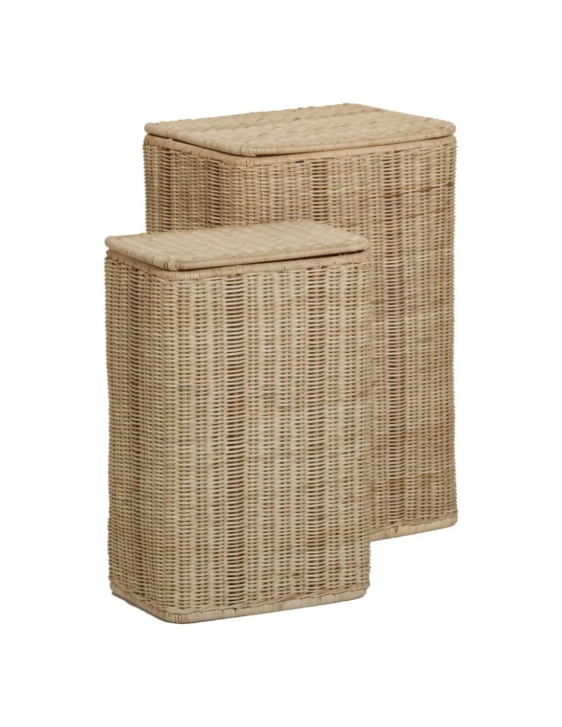 Rectangular laundry basket in natural rattan weaving
