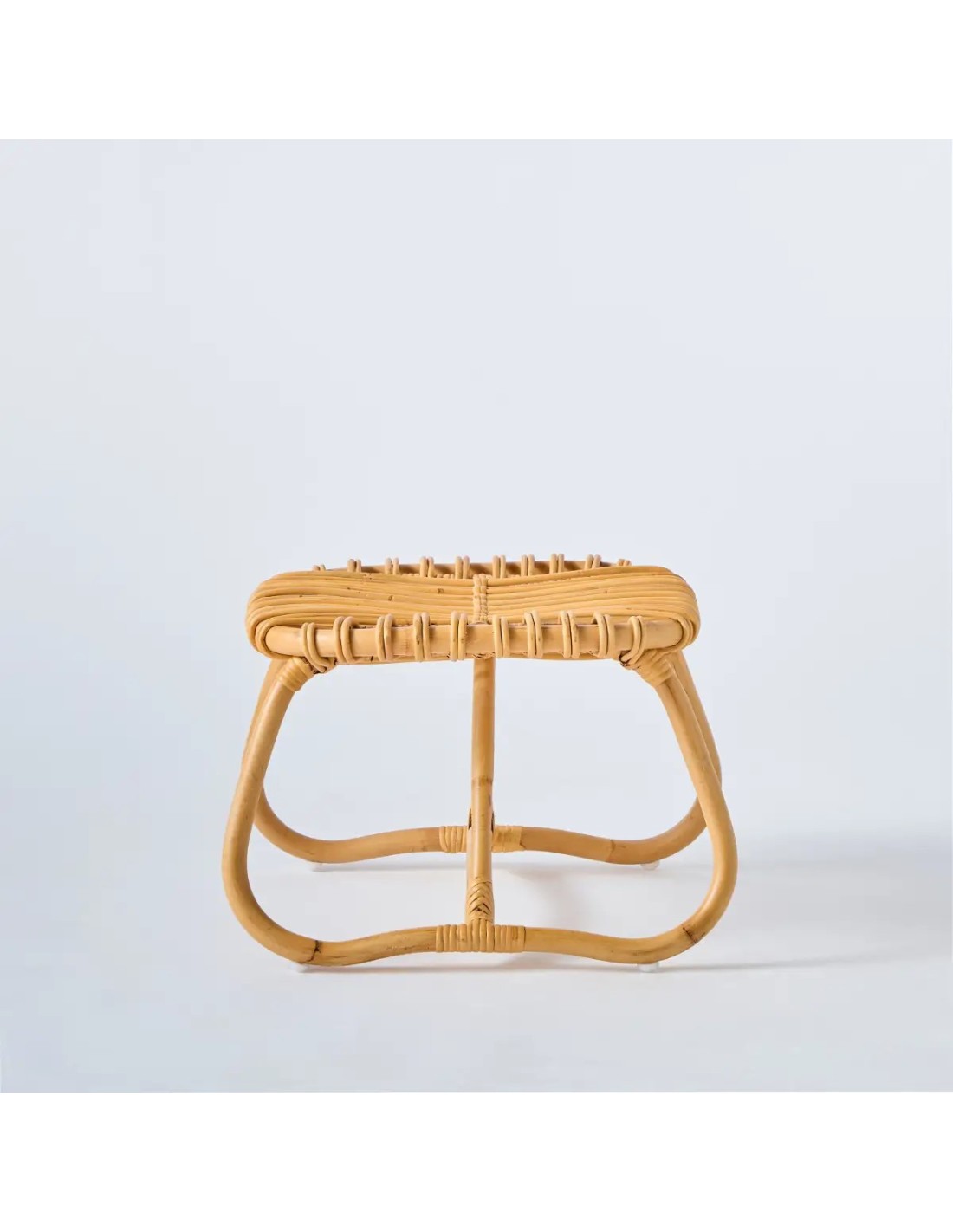 Boucle rattan footstool designed by At-Once - Small