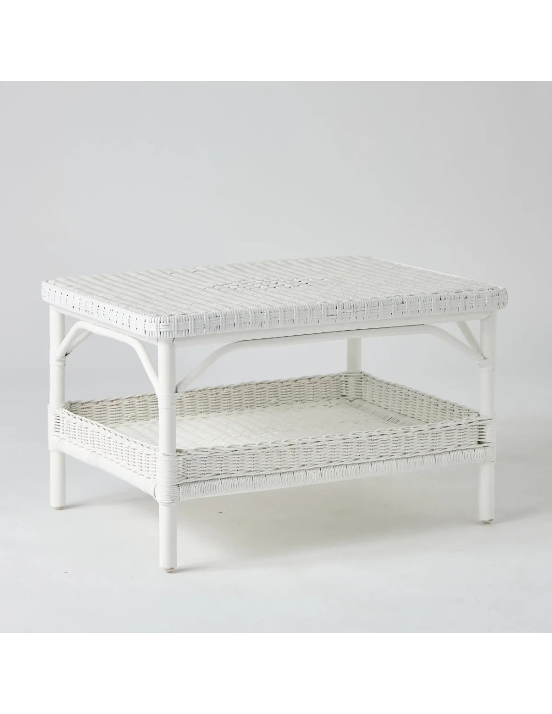 Primavera rectangular coffee table in white lacquered rattan