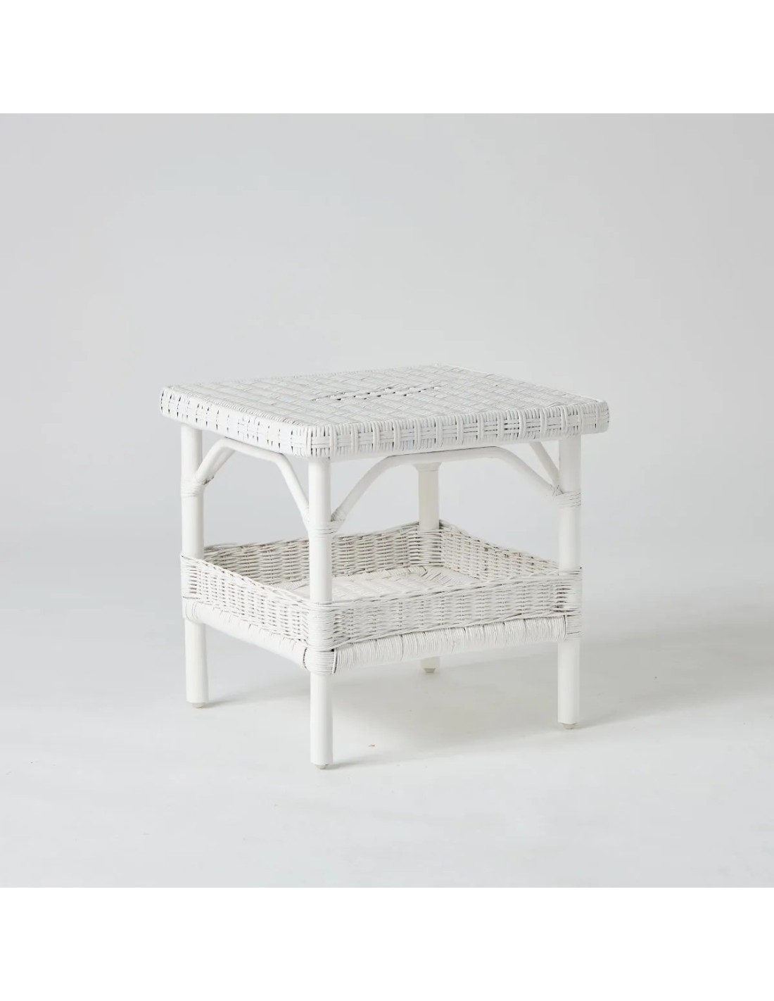 Primavera square coffee table in white lacquered rattan